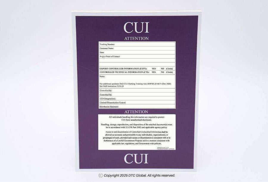 SF 901 - CUI Cover Sheets 2 Packs of 100 for CMMC 2025 | CUI Supply